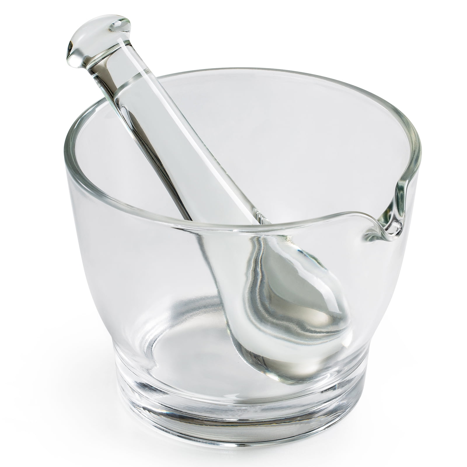 Eztrain 16oz Glass Mortar and Pestle Bowl, Medicine Grinder and Mixer ...