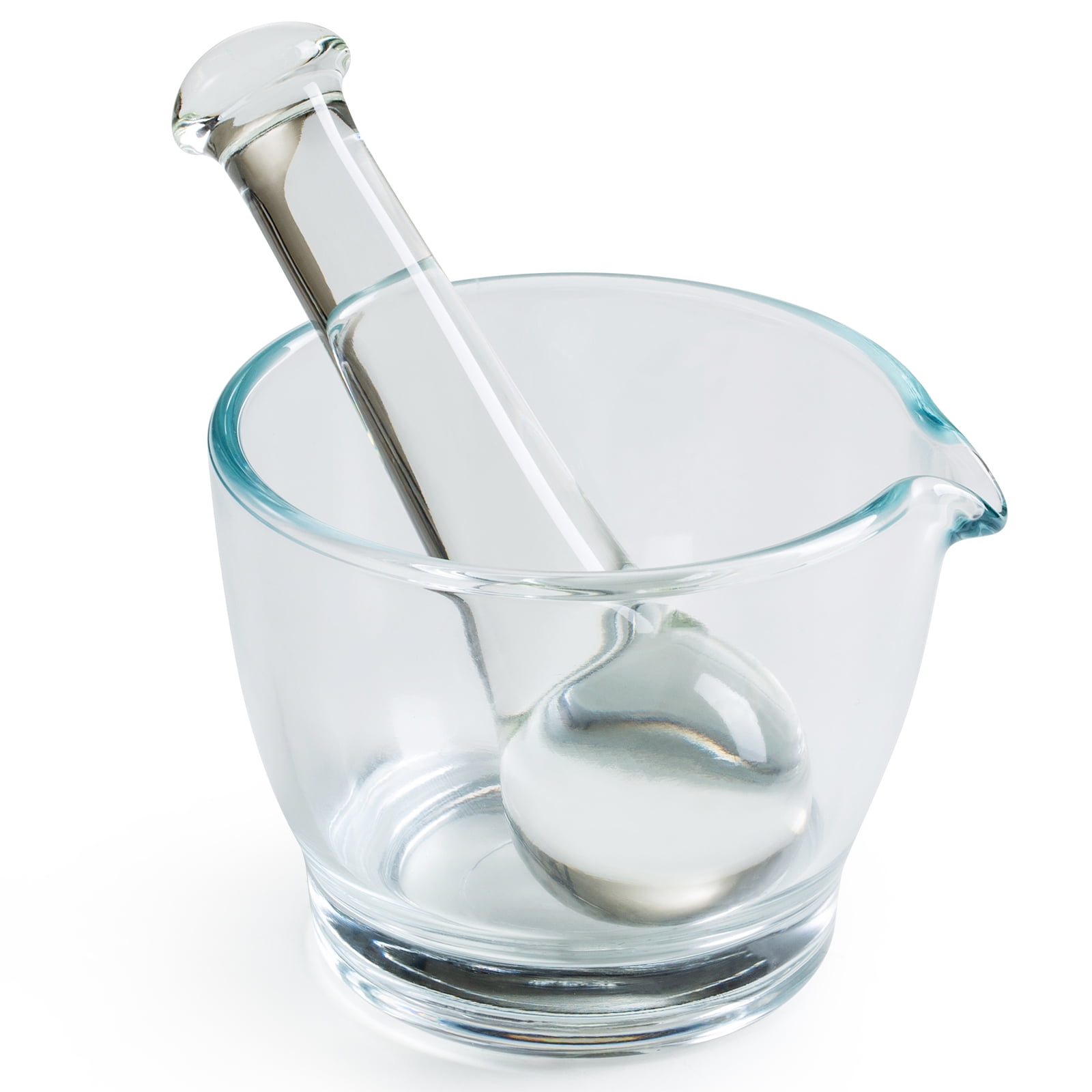 Eztrain 8oz Glass Mortar and Pestle Bowl, Medicine Grinder and Mixer ...