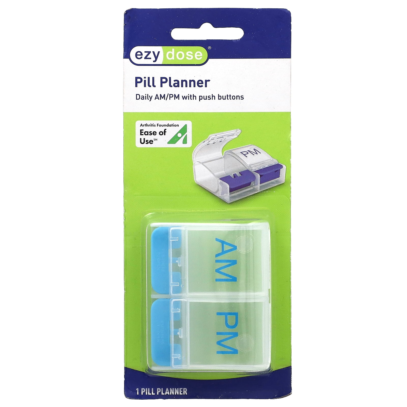 Ezy Dose Daily AM/PM with Push Buttons Pill Planner, 1 Count HSA/FSA ...