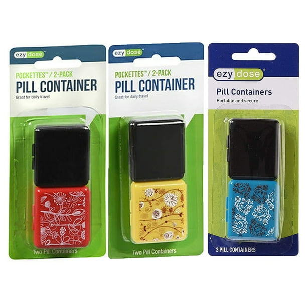 Ezy Dose Pill Containers, 2 Pack, Pocket-Sized Organizers for Meds and ...
