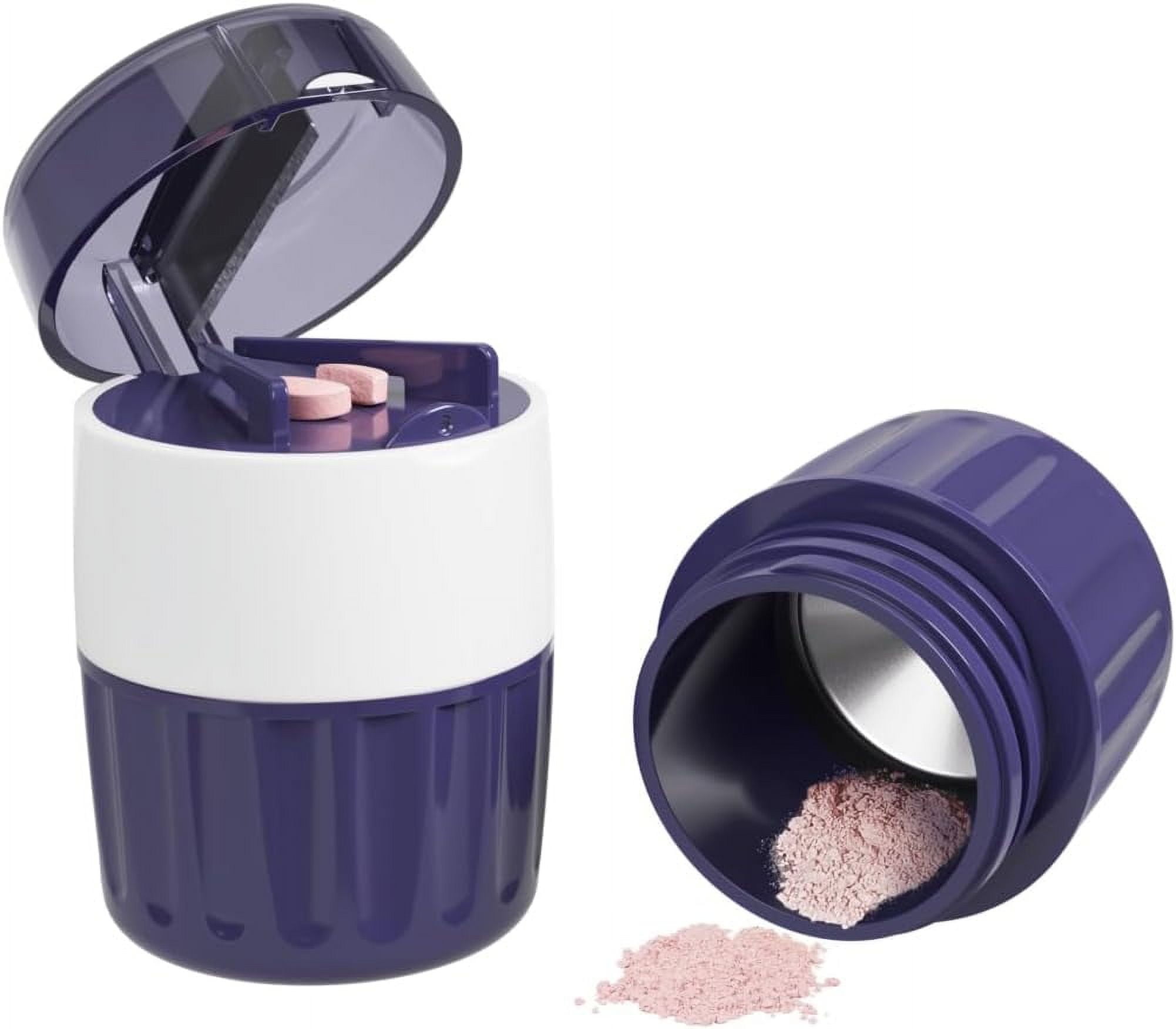 Ezy Dose Pill Crusher, Cutter and Storage, 3-in-1, Stainless-Steel Blade, Portable, Purple ...