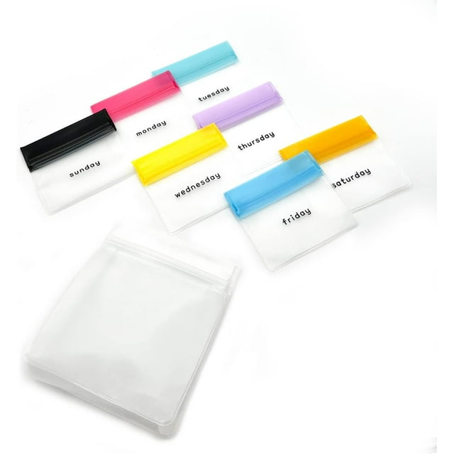 Ezy Dose Reusable Weekly Pill Pouch Set, Labeled, Multi-Color - Walmart.com