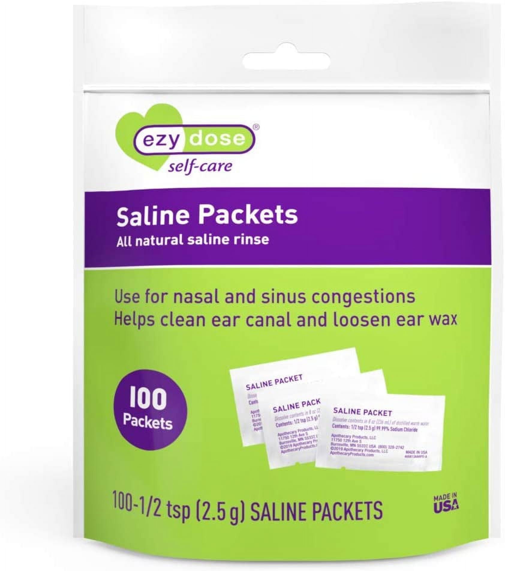 Ezy Dose Saline Nasal Flush Solution Packs, 100 Count, Individually ...