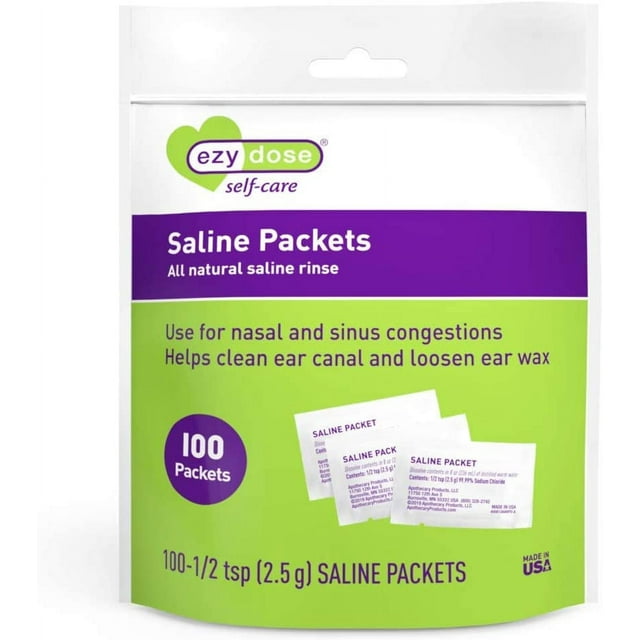 Ezy Dose Saline Nasal Flush Solution Packs, 100 Count, Individually ...