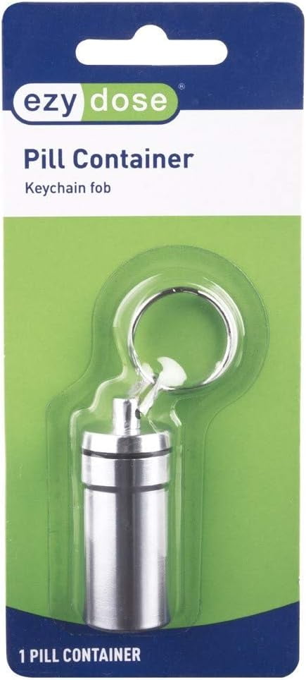 Ezy Dose Stainless Steel Keychain Fob Pill Container, 1 Ea, 3 Pack ...