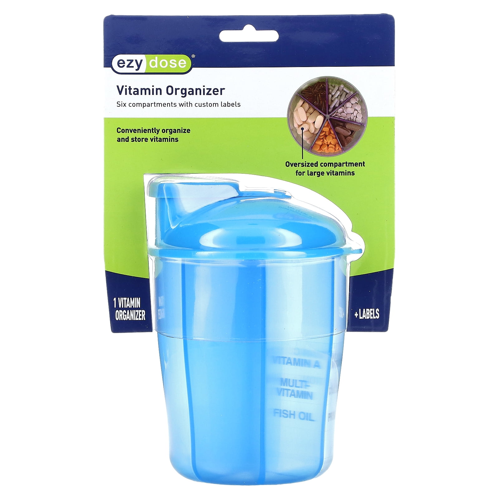 Ezy Dose Vitamin Organizer with Labels, Blue, 1 Count HSA/FSA Eligible ...