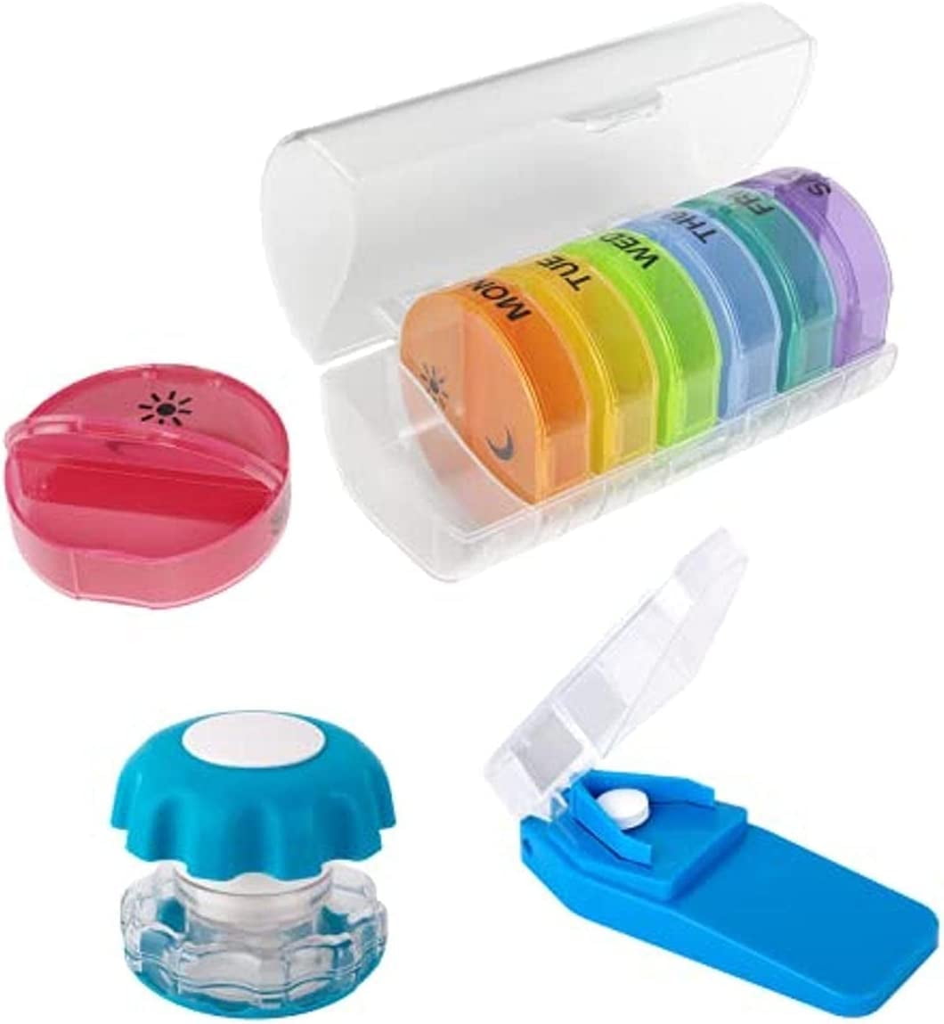 Ezy Dose Weekly (7-Day) Medication Management Bundle Pill Organizer ...