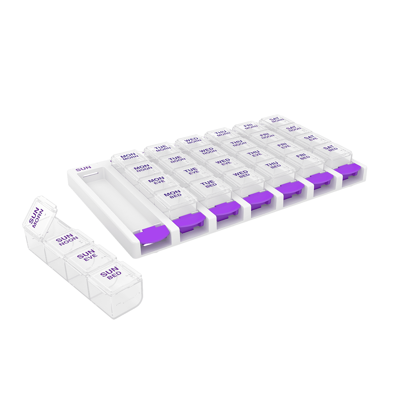 Ezy Dose Weekly (7-Day) Pill Organizer, 4 Times a Day, Push Button, Pop ...