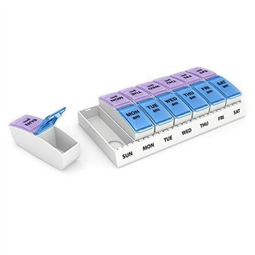 Ezy Dose Twice A Day Pill Organizer - AM/PM 7 Day Push Button Pill Box ...