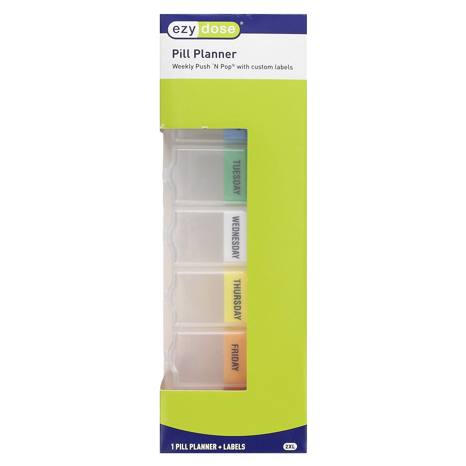 Ezy Dose Weekly Push 'N Pop Pill Planner with Labels, 2XL, 1 Count HSA ...