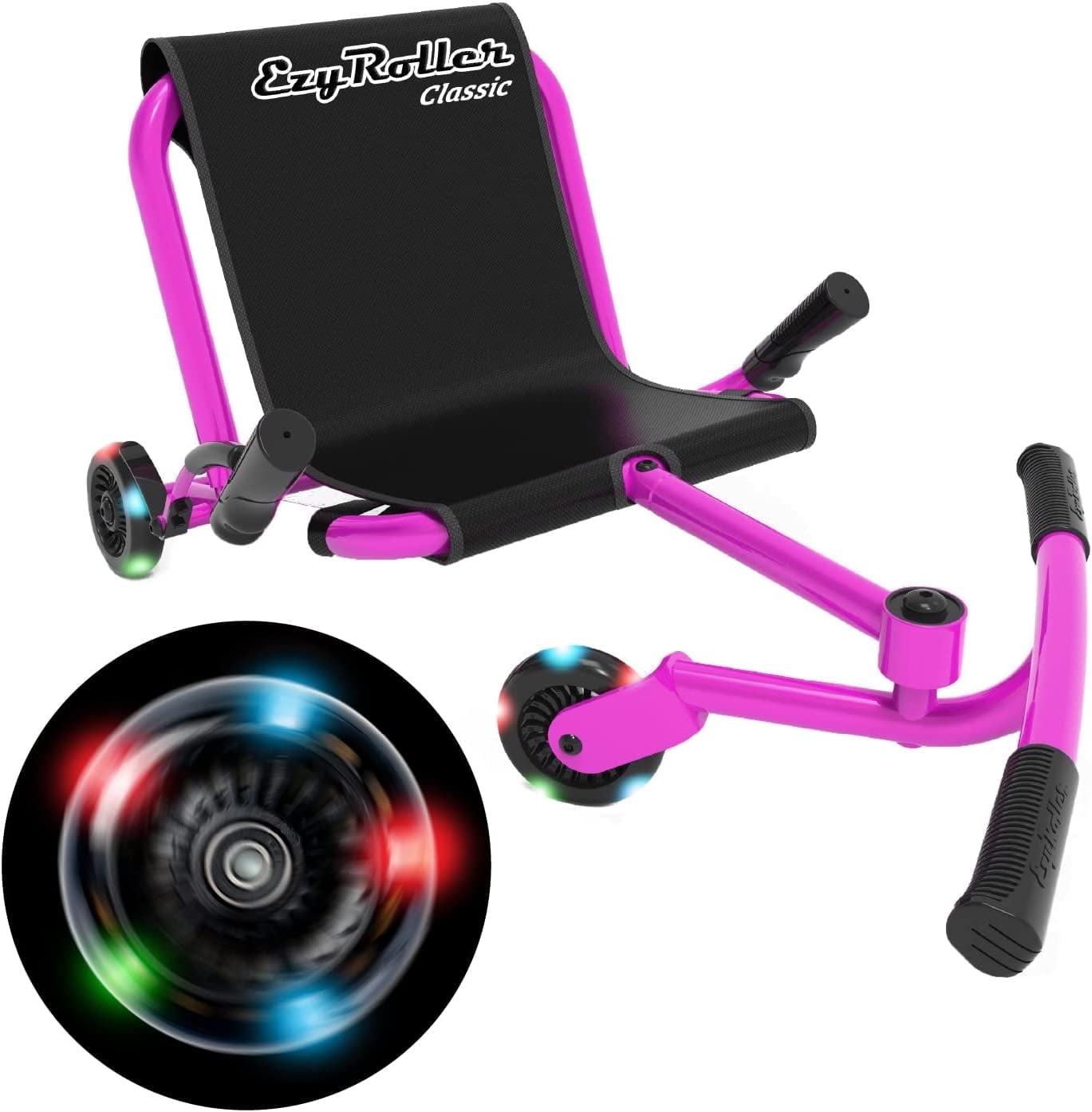 EzyRoller Classic Ride On, Kids Ages 4+, Sit and Roll Scooter, Pink LED Limited Edition Kid's ...