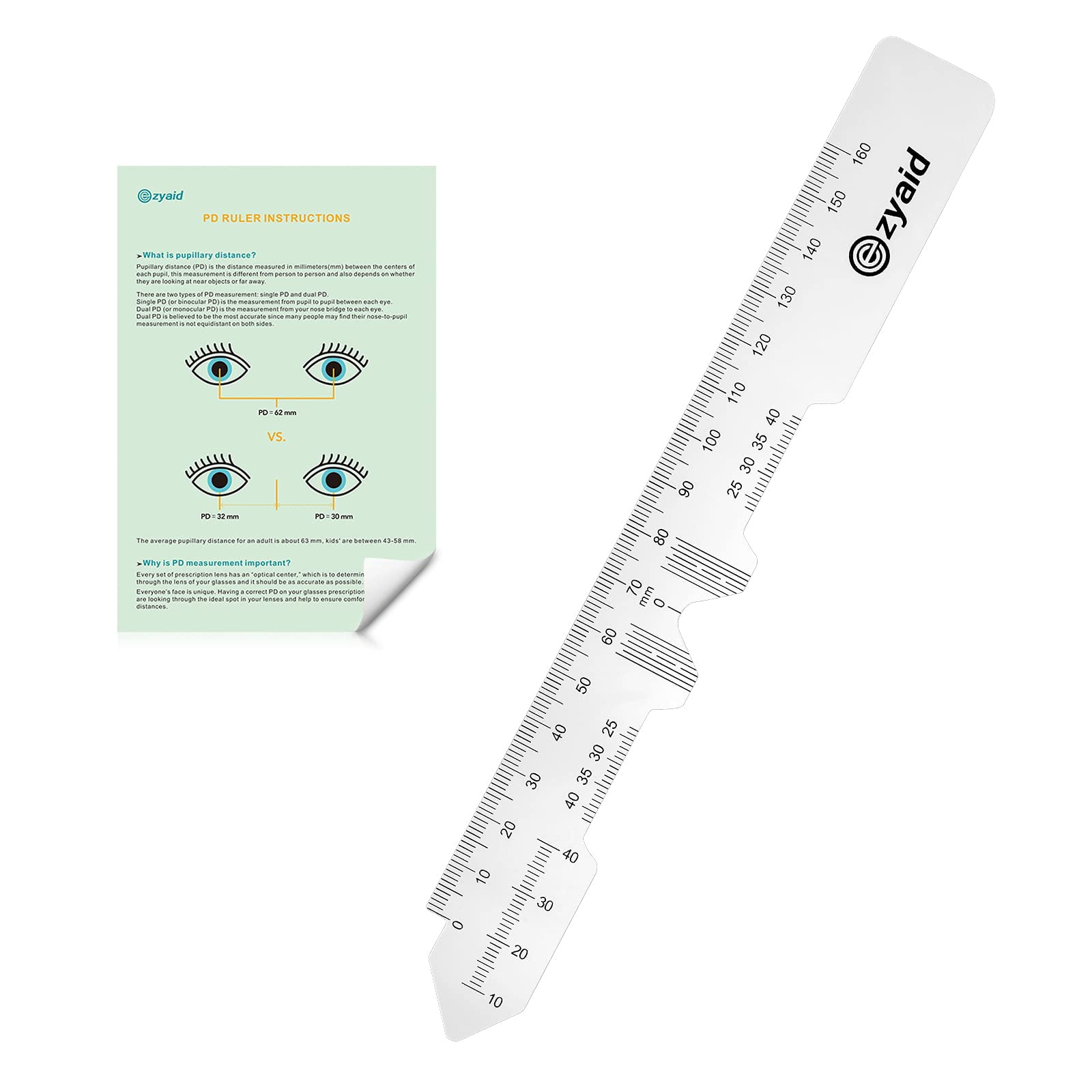Ezyaid PD Ruler with Instruction Manual - Pupillary Distance Ruler for ...