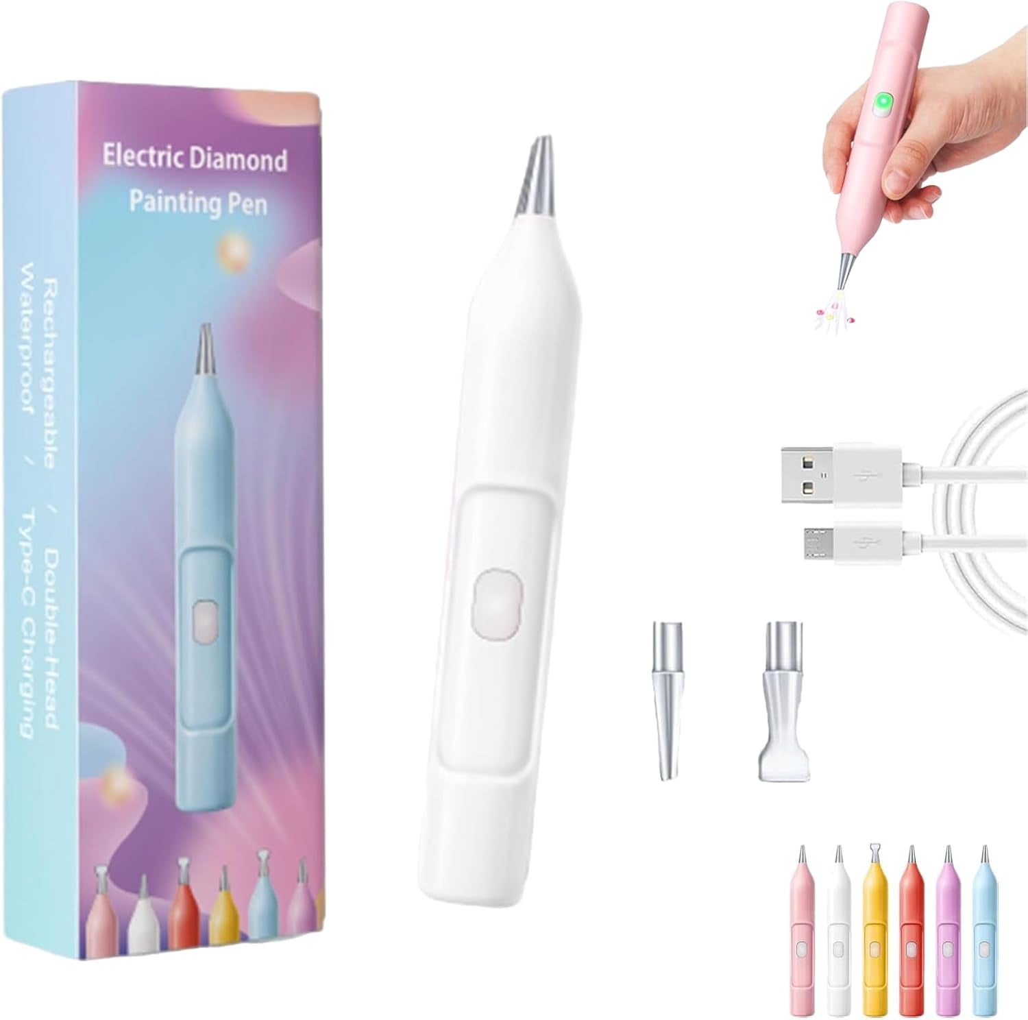 Ezypen - Electric Diamond Painting Pen with Vacuum Technology, 6 Colors ...
