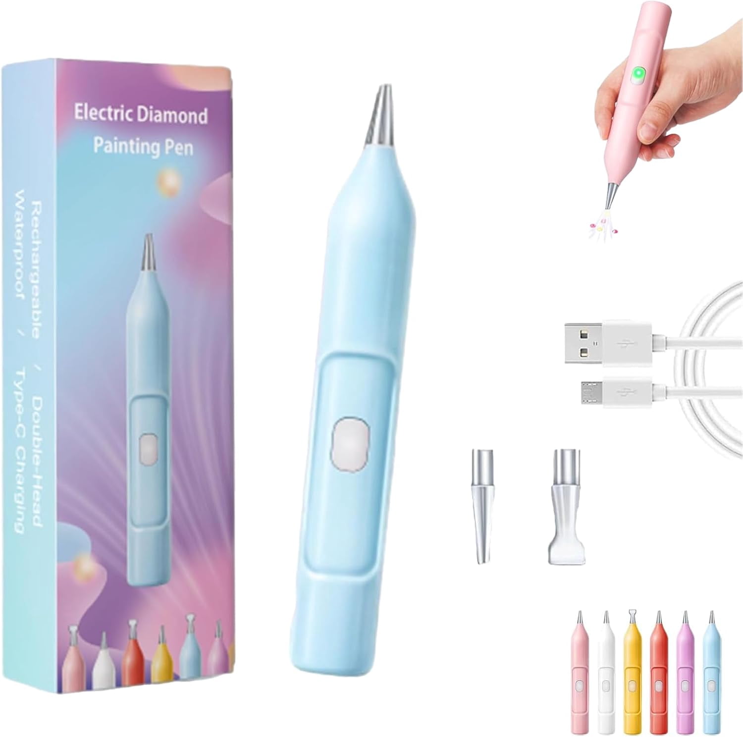 Ezypen - Electric Diamond Painting Pen with Vacuum Technology, 6 Colors ...