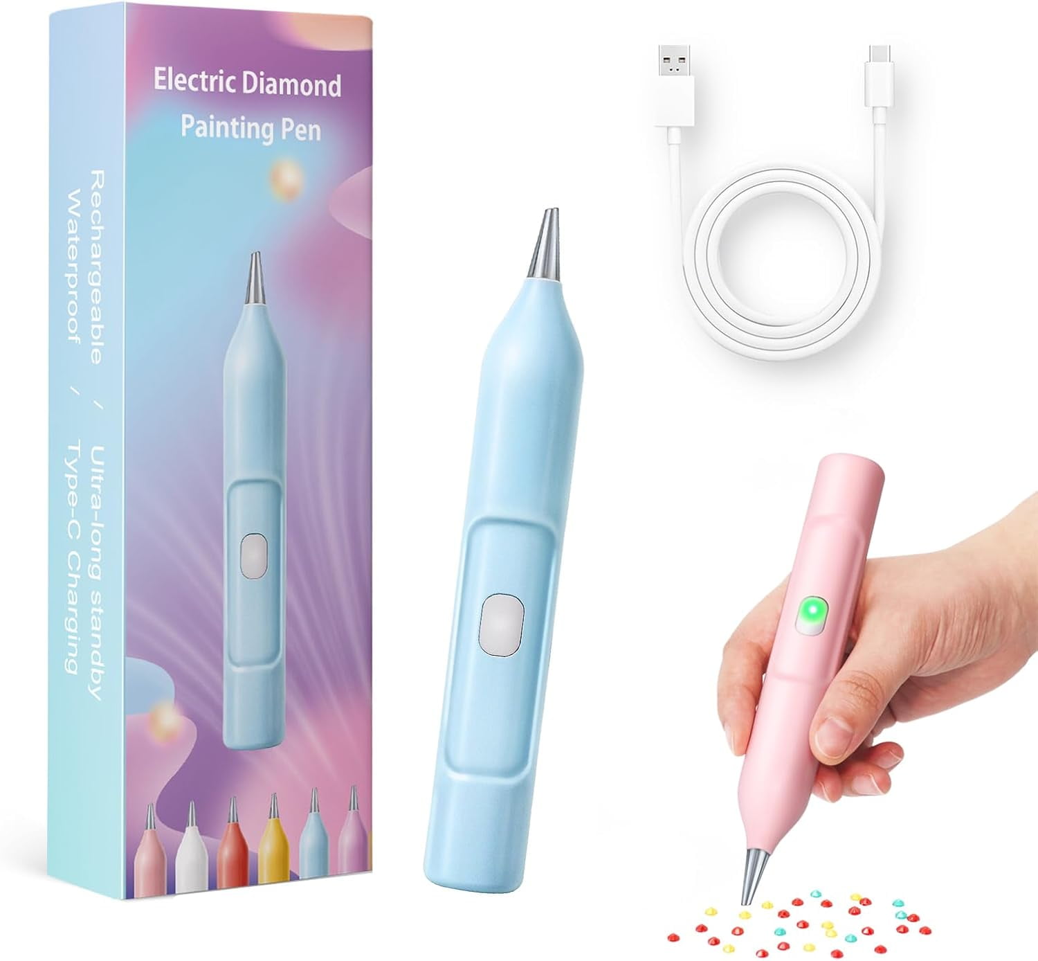 Ezypen - Electric Diamond Painting Pen with Vacuum Technology, Rechargeable IPX5 Waterproof ...