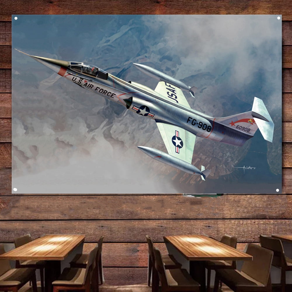 F-104A USAF Starfighter Fighter Jet Tapestry Wall Art - 38" x 57 ...