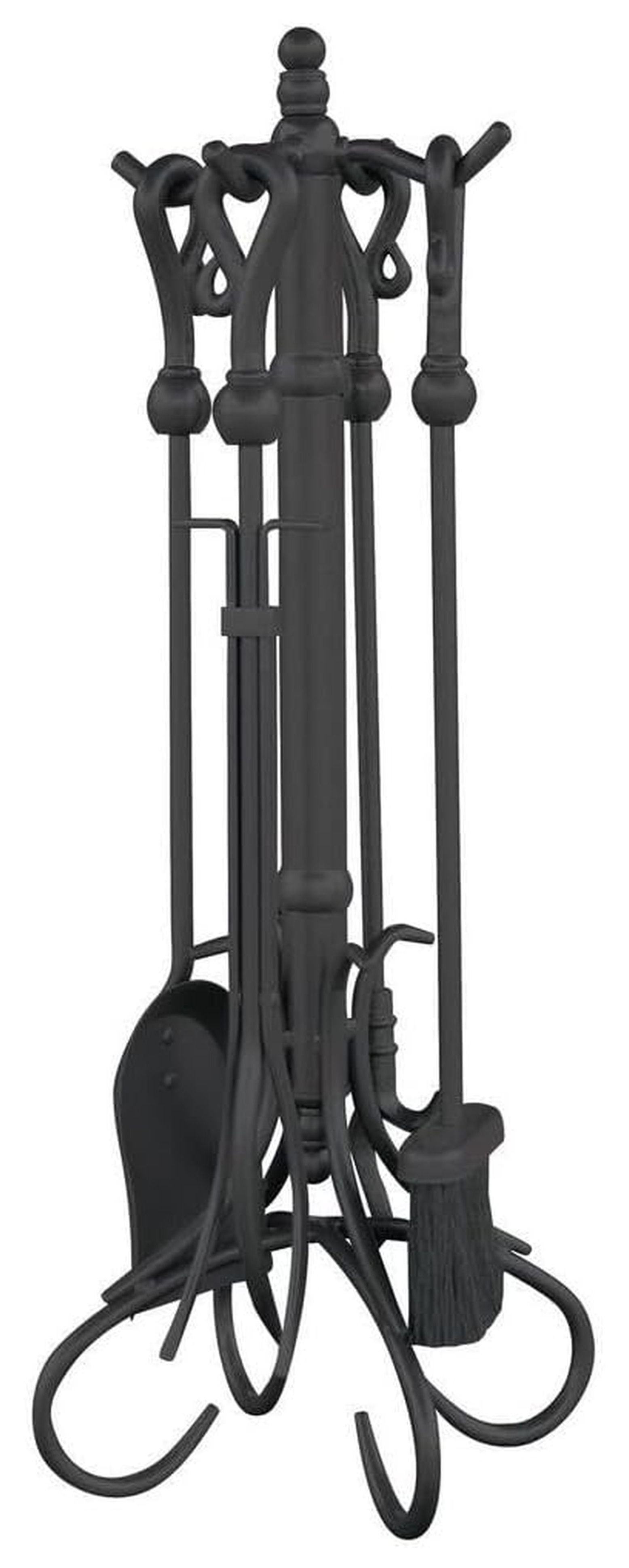 , F-1174, 5-Piece Olde World Iron Fireplace Tools Set with Heavy Crook ...