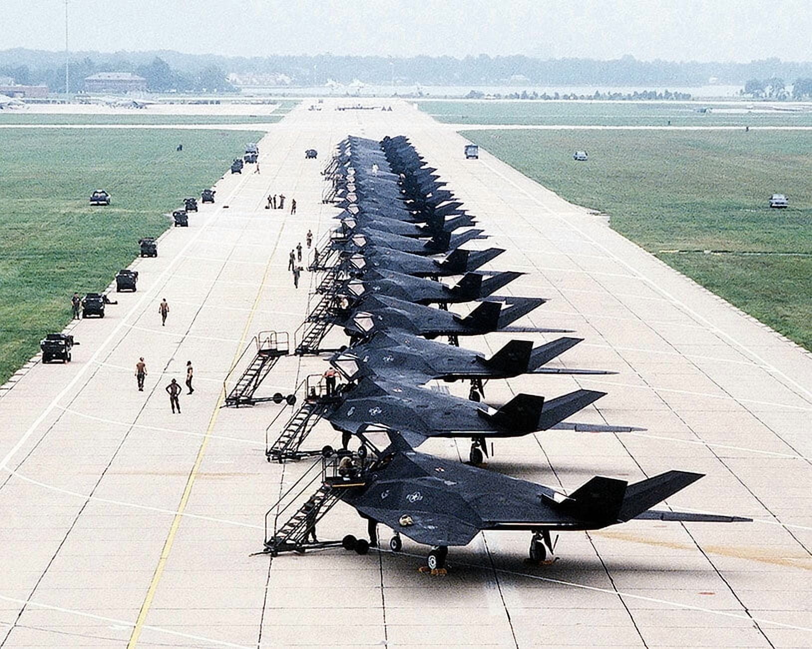 F-117A / F-117 Stealth Fighters Flight Line Style -1 - 24x36 Inch Glossy Laminated Aviation ...