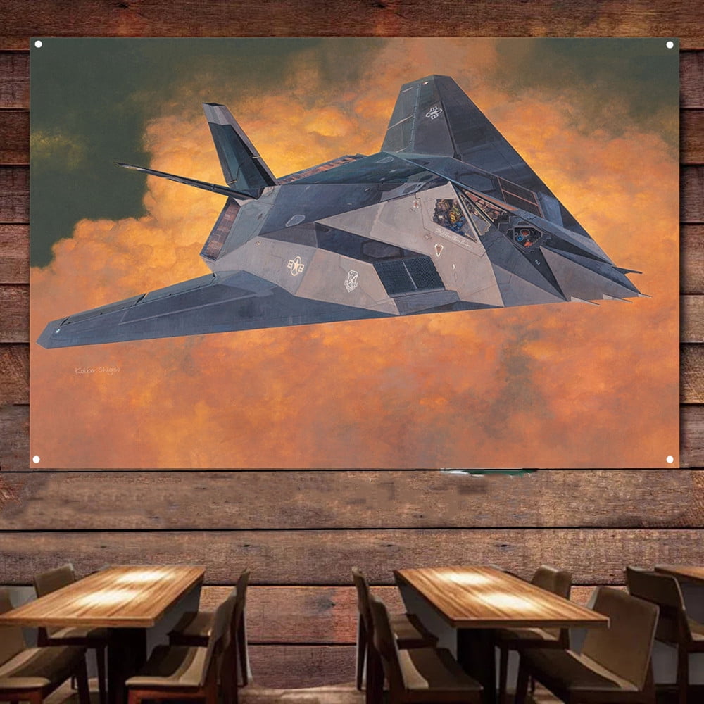 F-117A Nighthawk Bomber Fighter Jet Poster and Canvas Print Art Banner ...