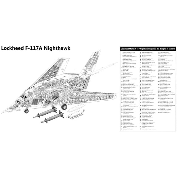 F-117A Nighthawk Cutaway Diagram Poster 16"x24" 16inx24in - Walmart.com