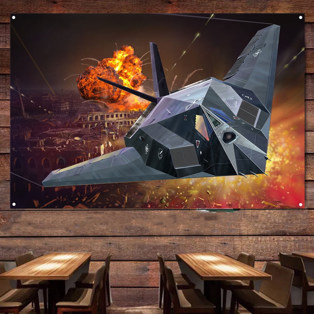 F-117A Nighthawk Stealth Fighter Jet Poster Home Decor Banners & Flags ...
