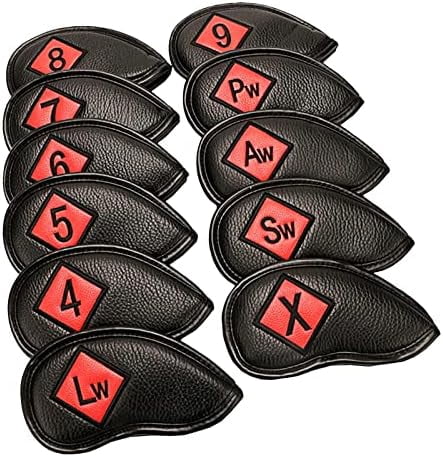 F 11Pieces Waterproof Leather Golf Iron Head Covers Set Club Headcover ...