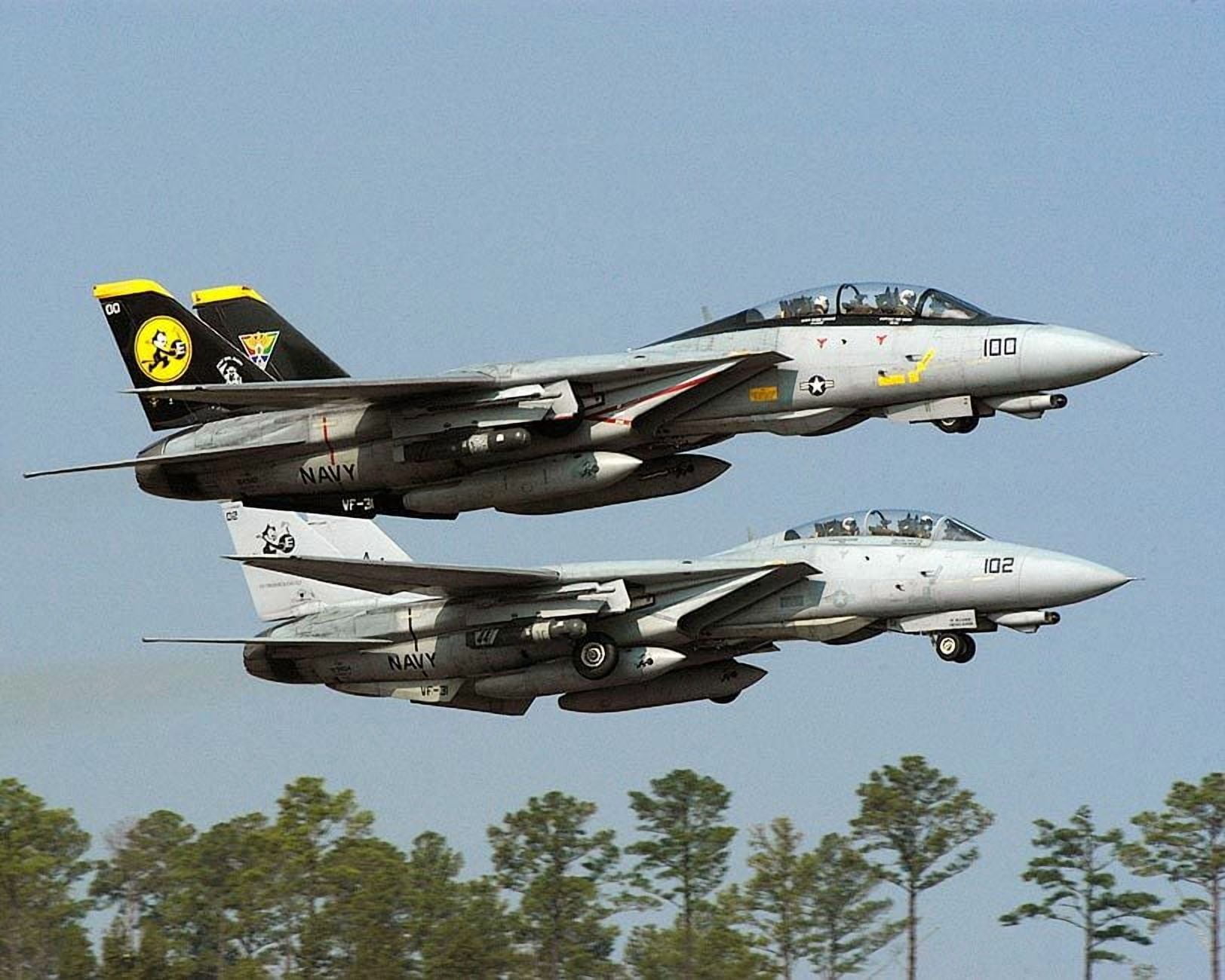 F-14 Tomcat Fighter Jets Taking Off Style -1 - 12x18 Inch Laminated ...