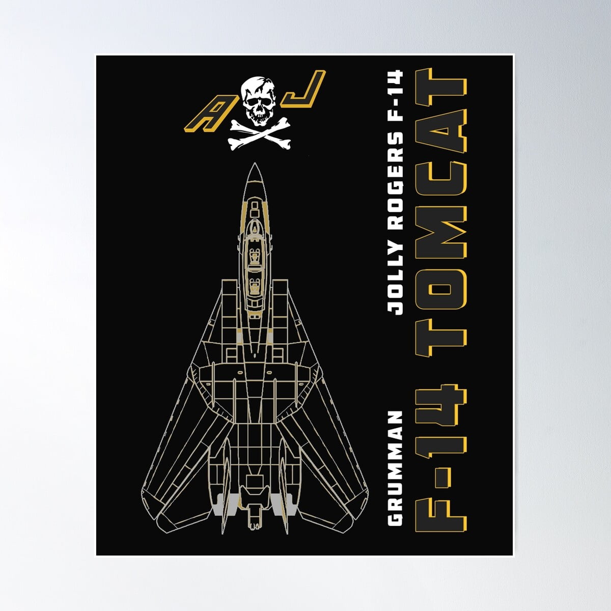 F-14 Tomcat Jolly Rogers Vfa-103 Jet Airplane Profile Poster Wall Art ...