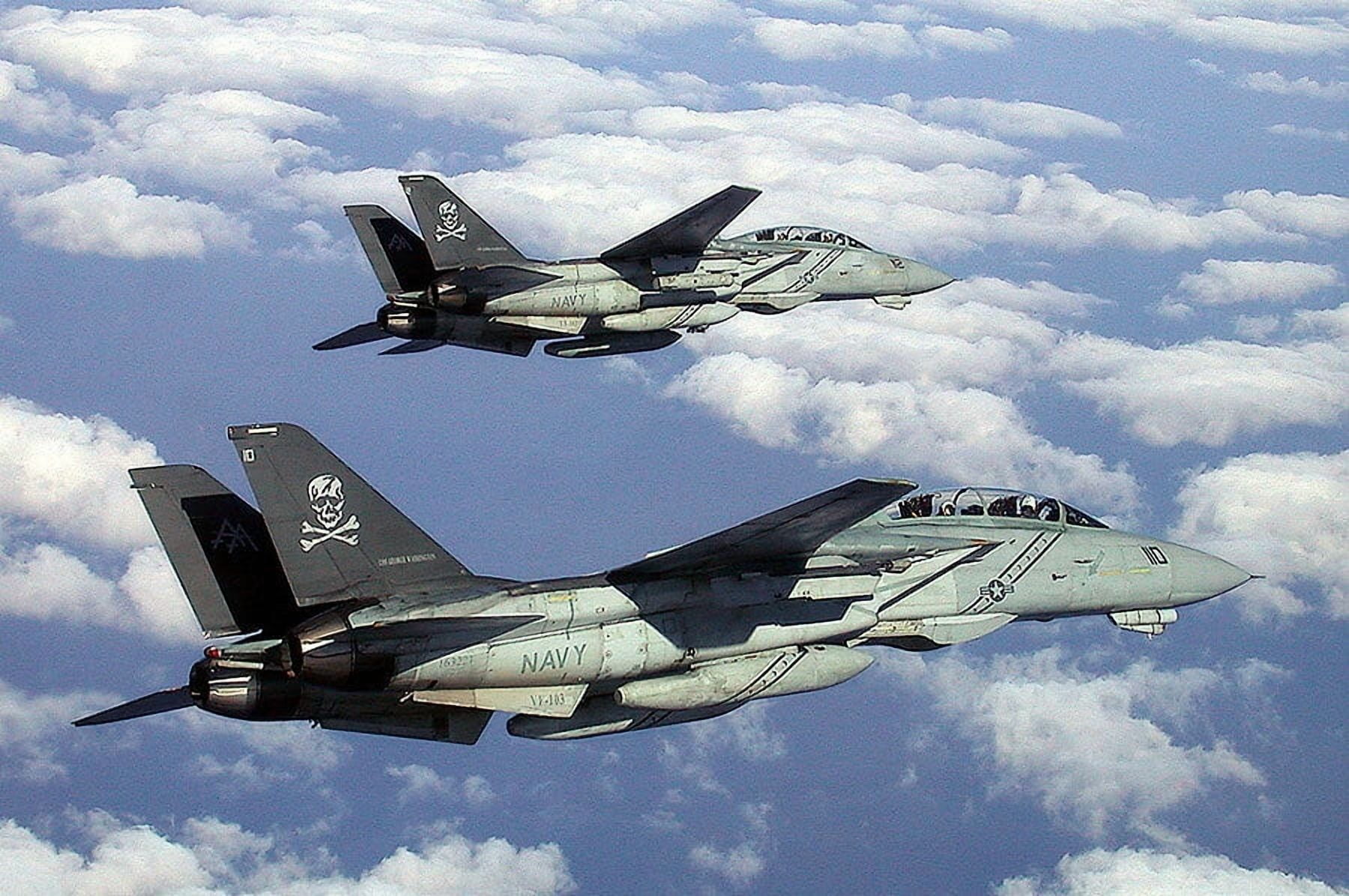 F-14 Tomcat VF-103 Pair in Flight - 12x18 Inch Laminated Aviation ...