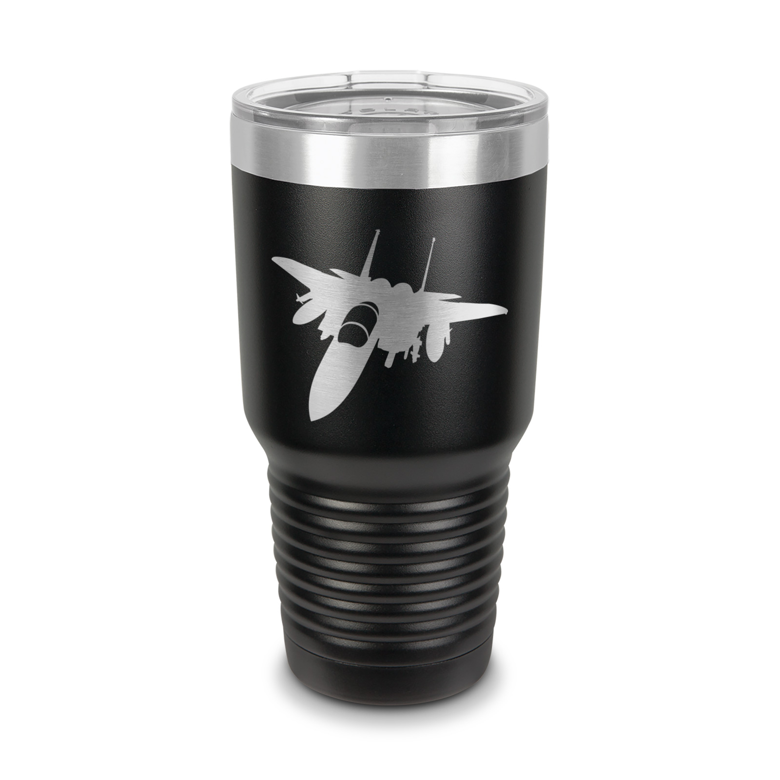 F-15 Eagle Tumbler 30 oz - Laser Engraved w/ Clear Lid - Stainless ...
