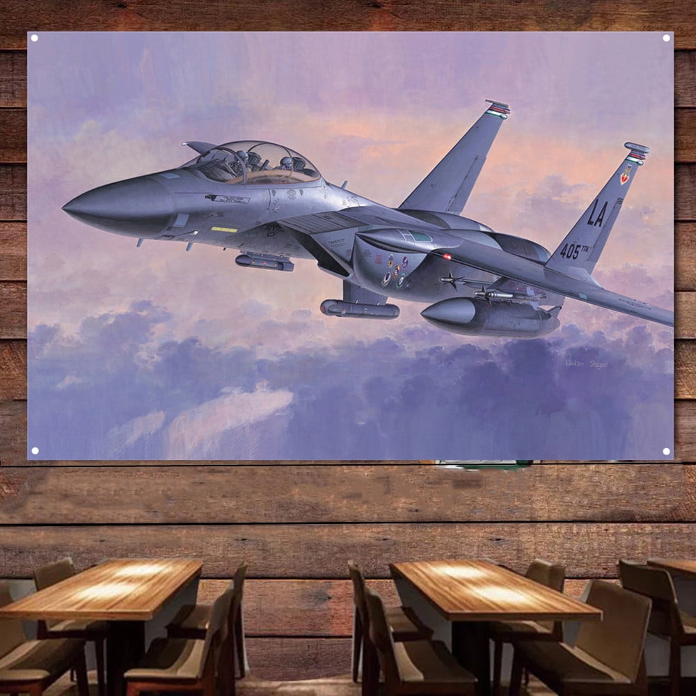 F-15E Strike Eagle Fighter Jet Tapestry Wall Art Decor - 38" x 57 ...