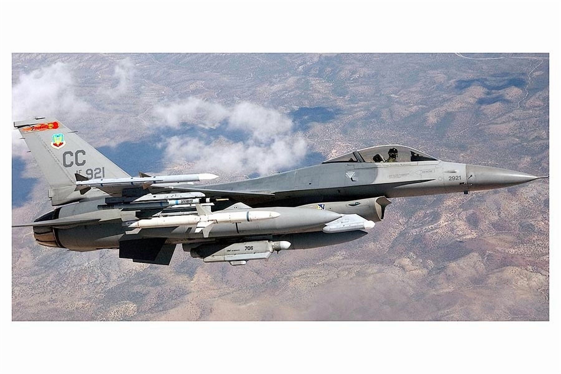 F-16 / F-16C Fighting Falcon in Flight - 12x18 Inch Laminated Aviation ...