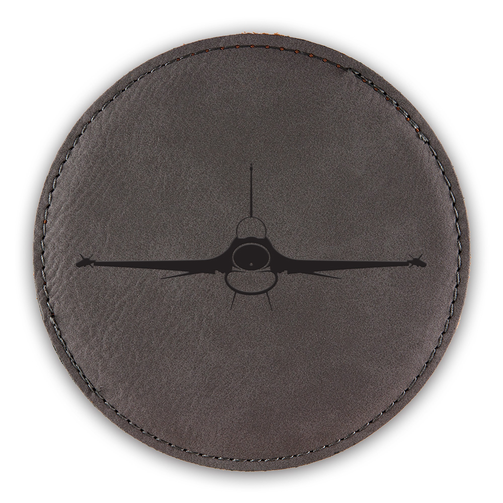 F-16 Fighting Falcon Coaster Laser Engraved Leatherette - Round ...