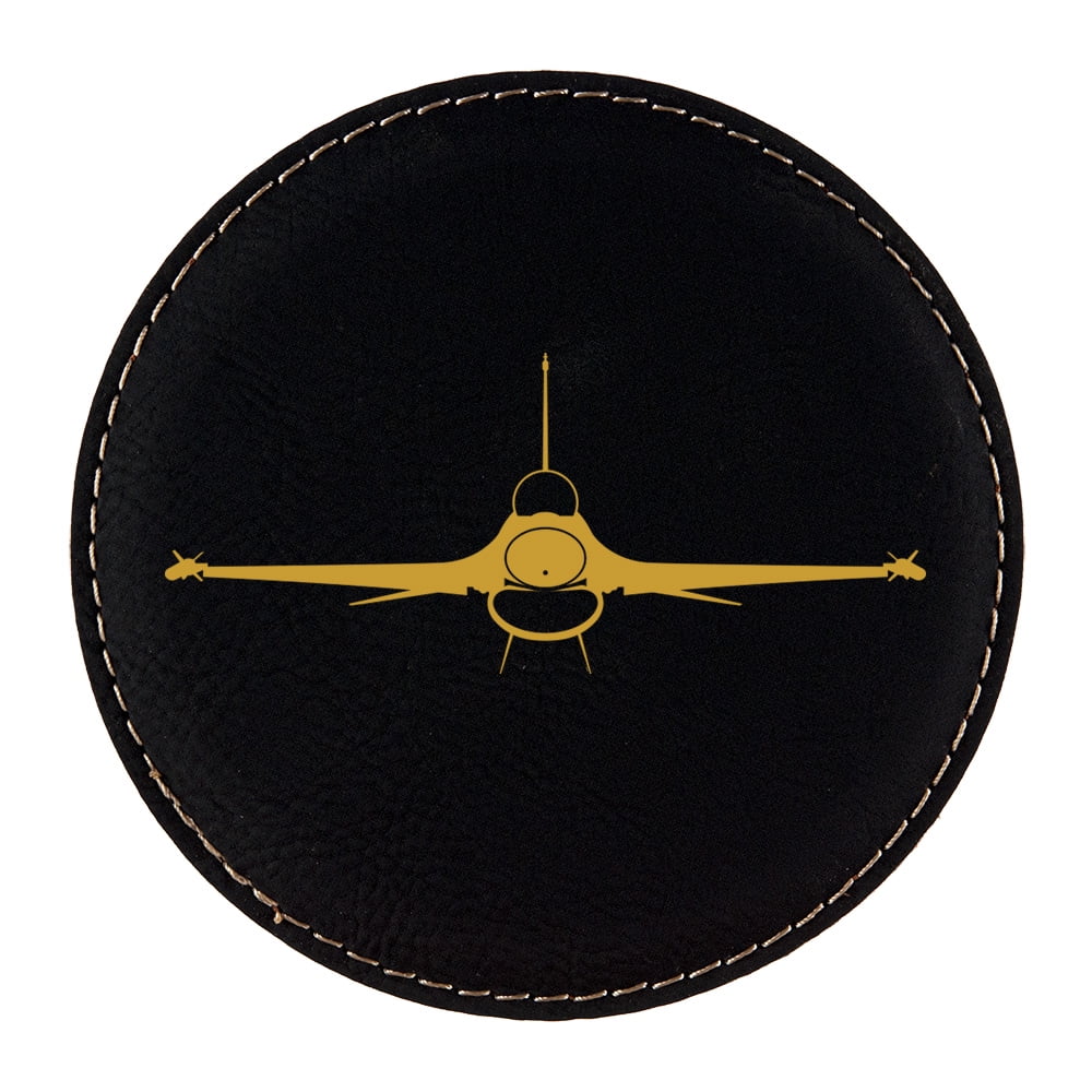 F-16 Fighting Falcon Coaster Laser Engraved Leatherette - Round ...