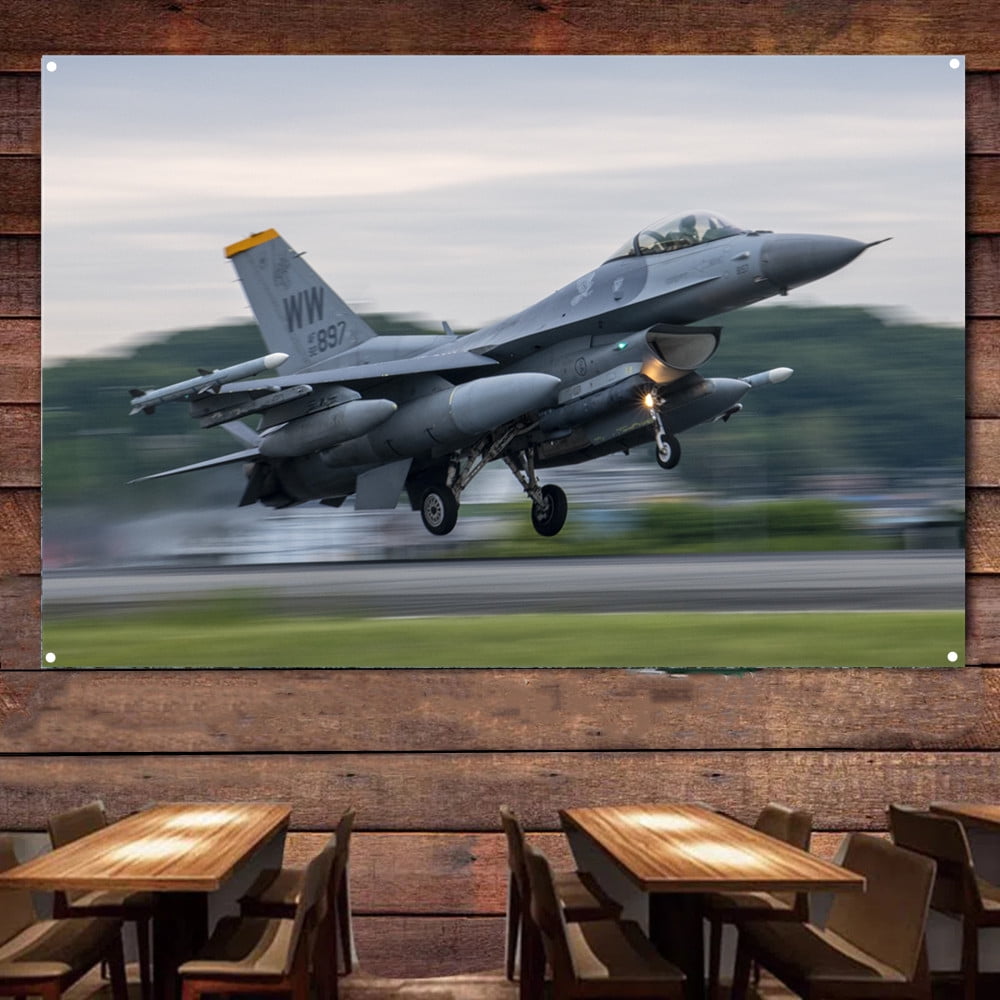 F-16 Fighting Falcon Fighter Jet Banner - 38" x 57" Air Force Military ...