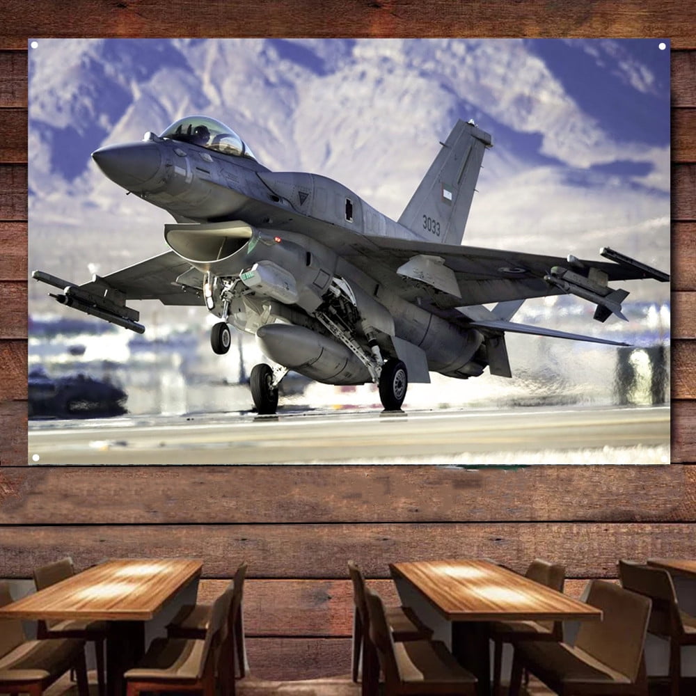 F-16 Fighting Falcon Fighter Jet Poster and Canvas Print Art Banner ...