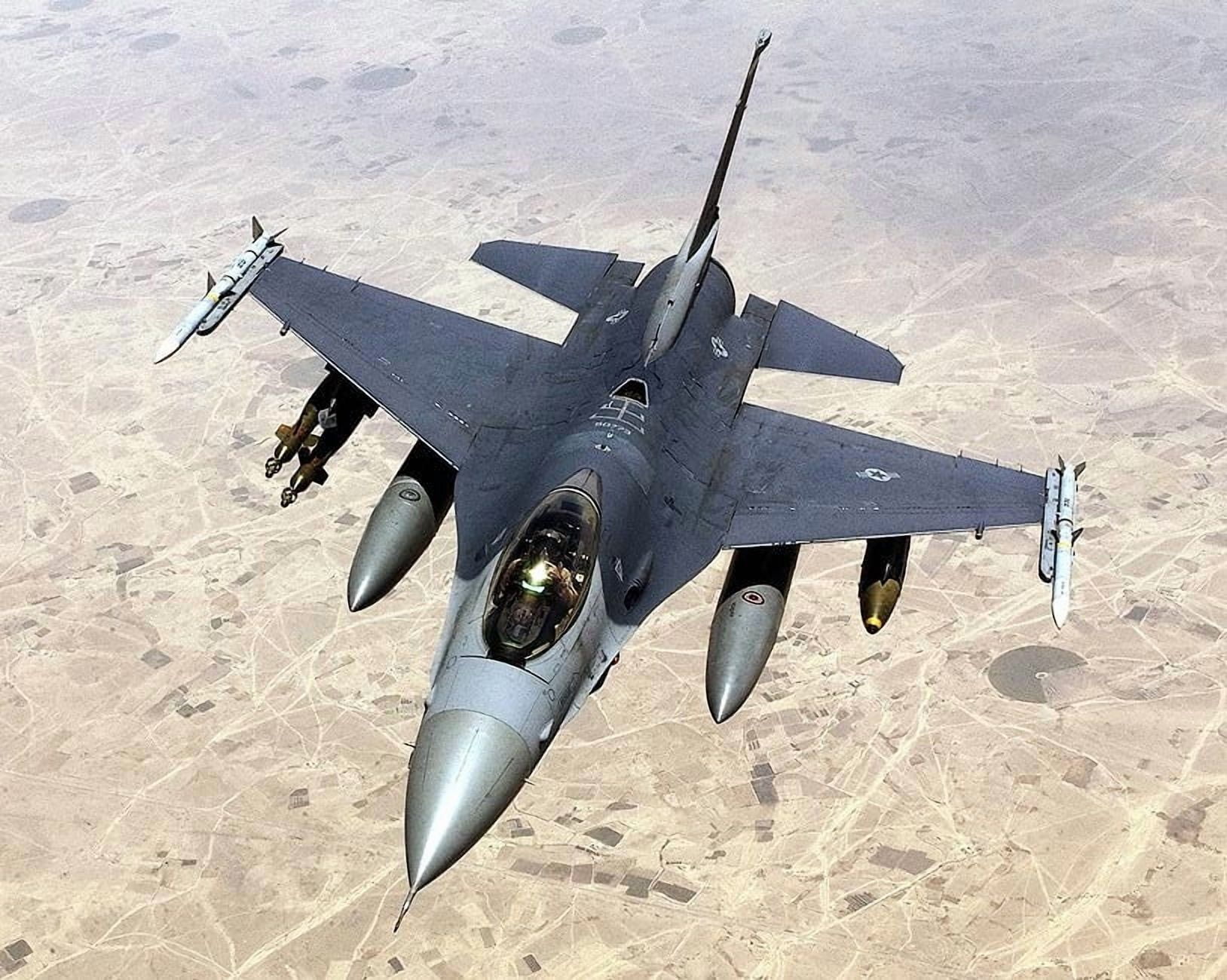 F-16 Fighting Falcon in Flight US Air Force - 12x18 Inch Laminated ...
