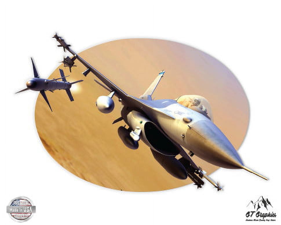 F-16 Military Jet - 12" Vinyl Sticker Waterproof Decal - Walmart.com