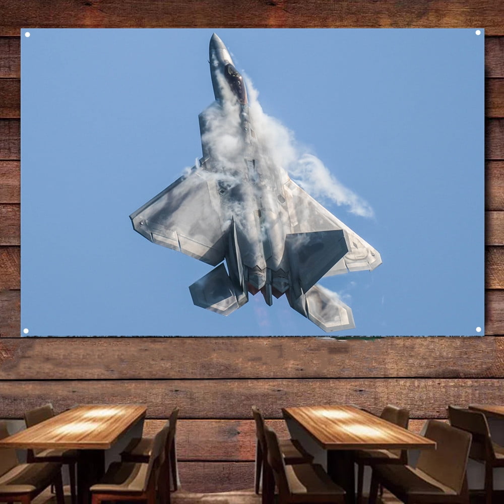 F-22 Raptor Fighter Jet Banner Wall Art- 38" x 57" Decorate Your Room ...