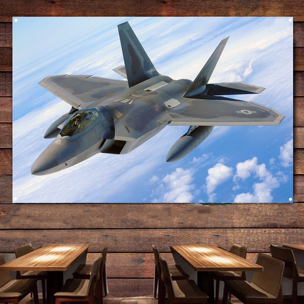F-22 Raptor Fighter Jet Banner Wall Art Canvas Banner - 38" x 57 ...