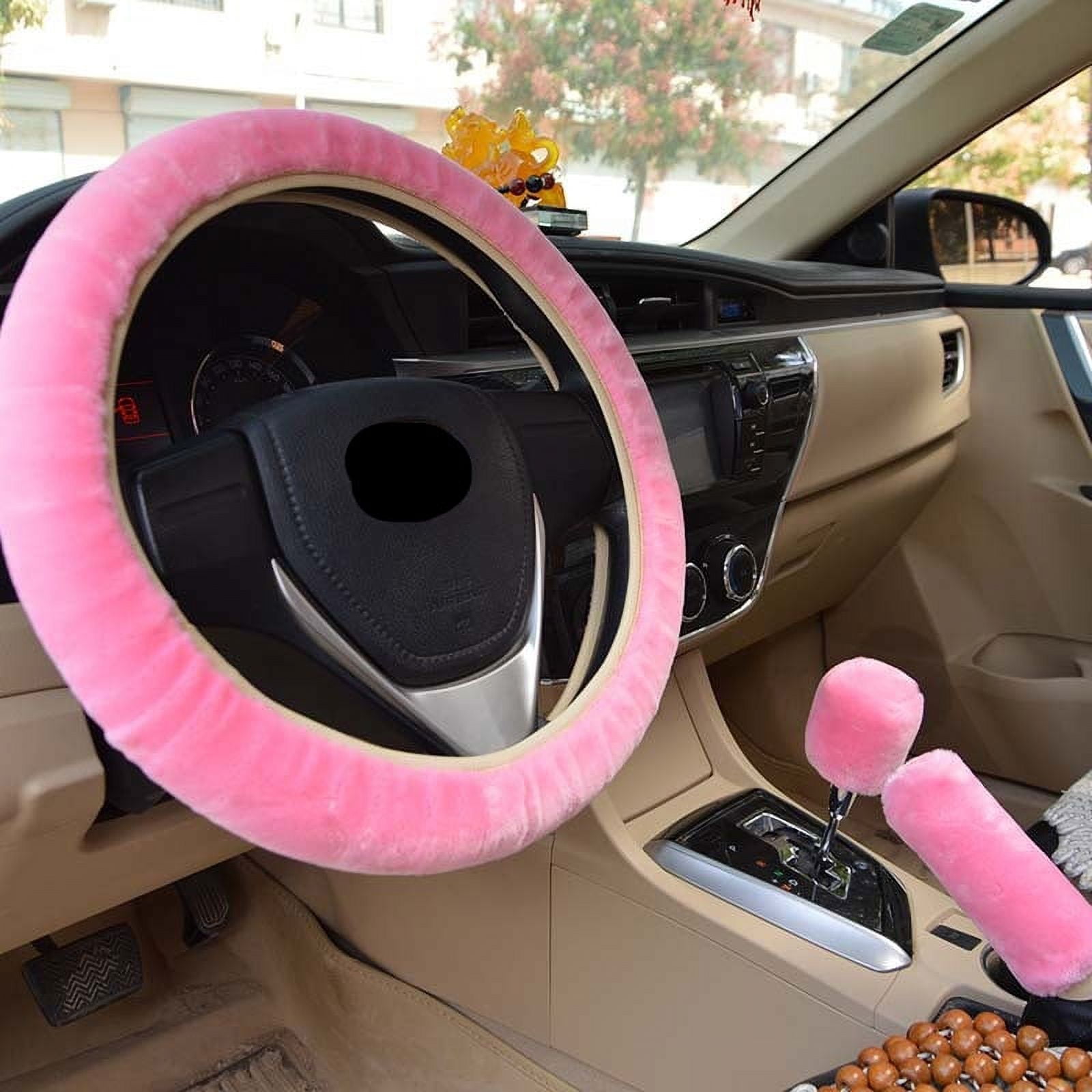 (F 3pcs)Universal Steering-wheel Plush Car Steering Wheel Covers Winter ...