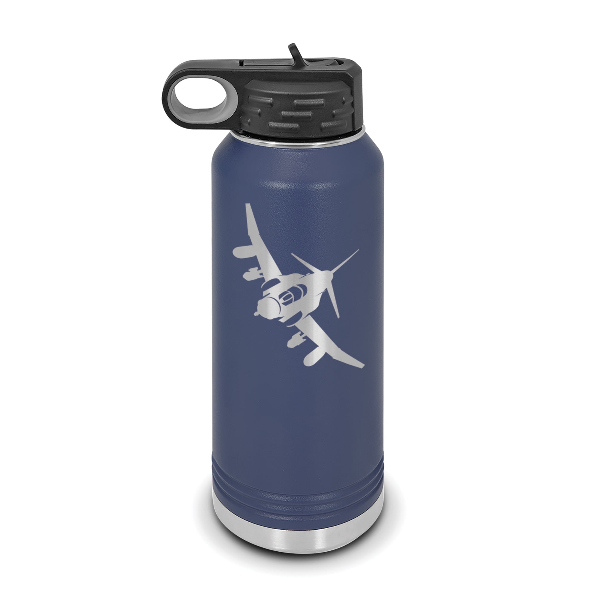 F-4 Phantom Angled Water Bottle 32 oz - Laser Engraved w/ Flip Top ...