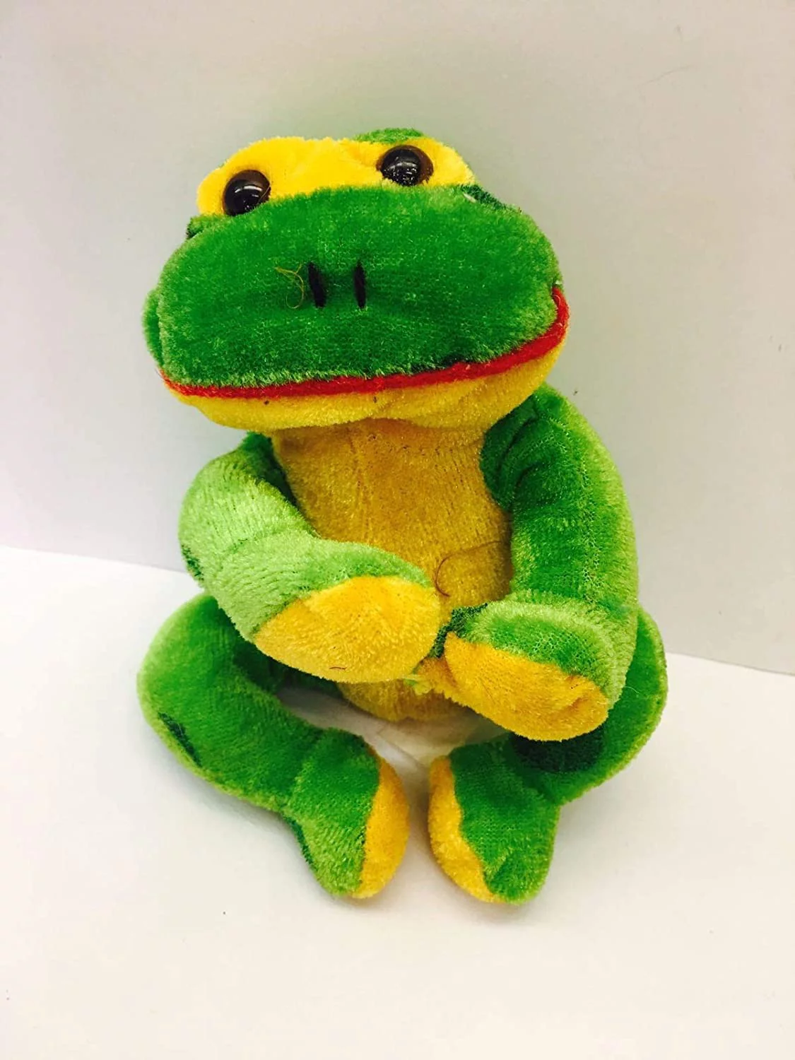 F 5.5” Plush Soft Stuffed Frog Green Yellow Animal Toy Vintage ...