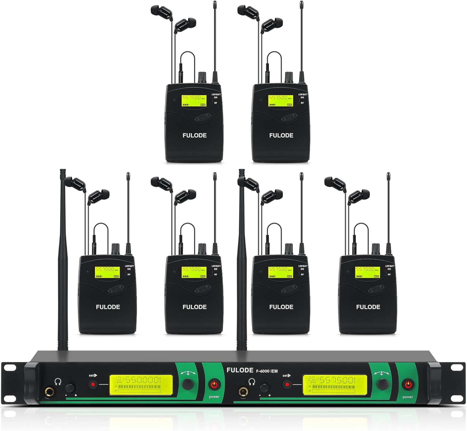 F-6000 IEM Dual Channel UHF Wireless in Ear Monitor System 2x40 ...