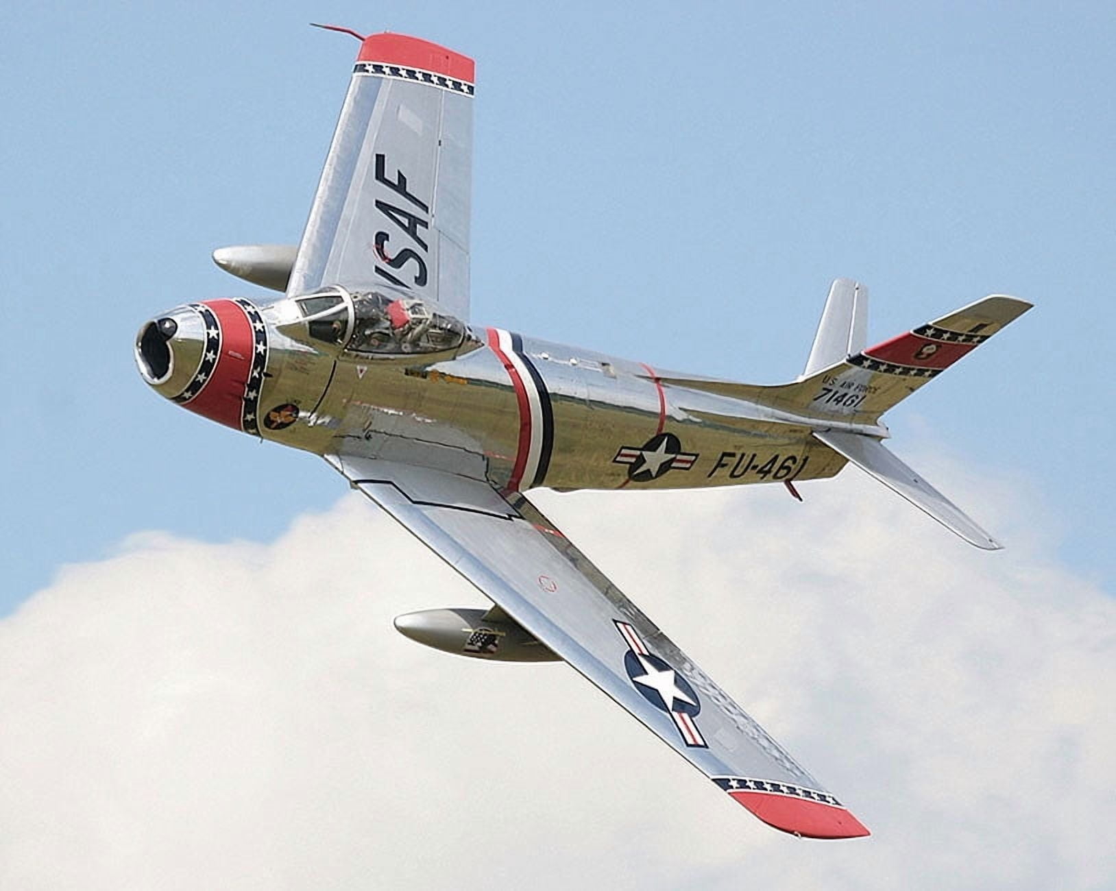 F-86 Sabre Fighter Jet Banking - 24x36 Inch Glossy Laminated Aviation ...