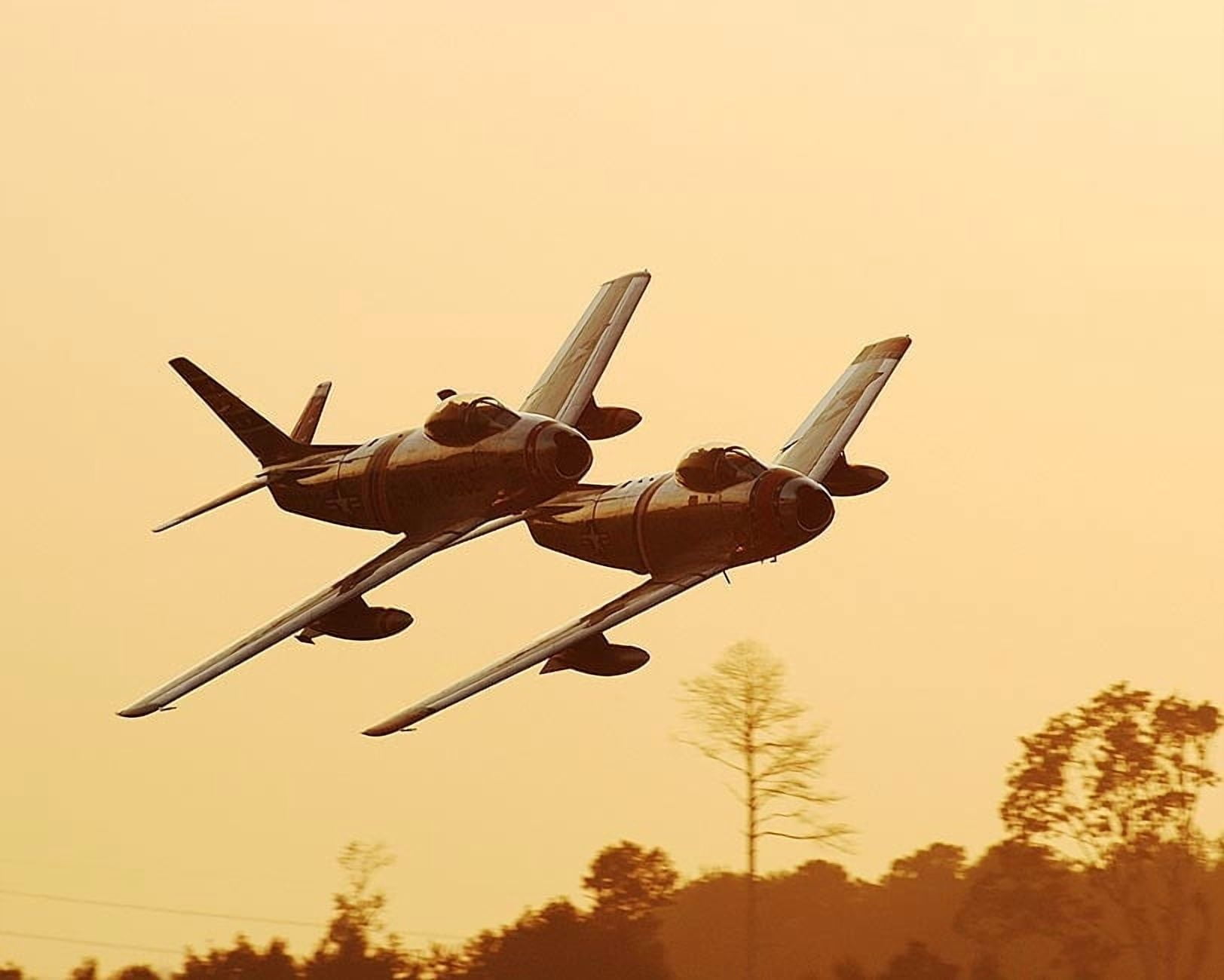 F-86 Sabre Jet Pair at Twilight - 24x36 Inch Laminated Aviation Poster ...