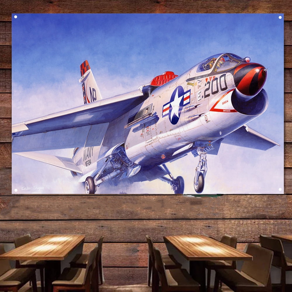 F-8J Crusader US Air Force Fighter Jet Posters & Prints Wall Art Flag ...
