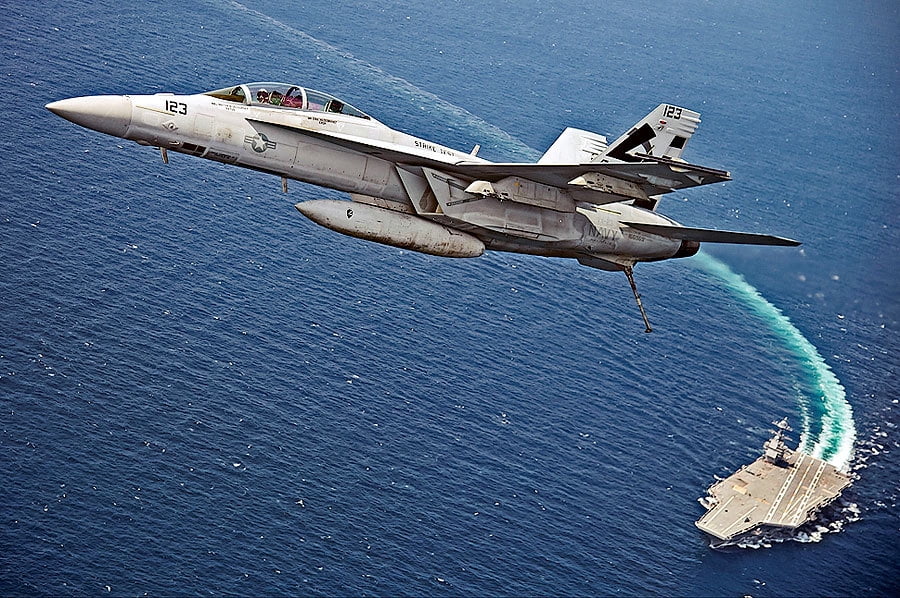 F/A-18F Super Hornet Over USS Gerald R. Ford Style - A - 20x30 Inch ...