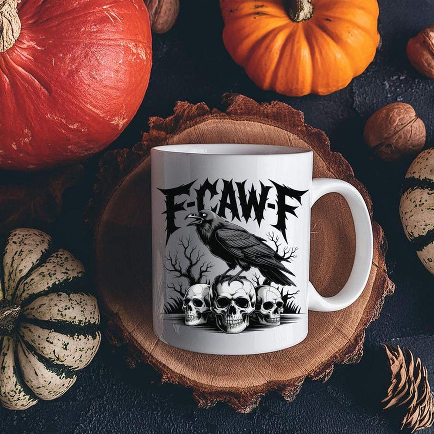 F-C1Aw-F Raven Skull Coffee Mug, Funny Gothic Meme - Walmart.com