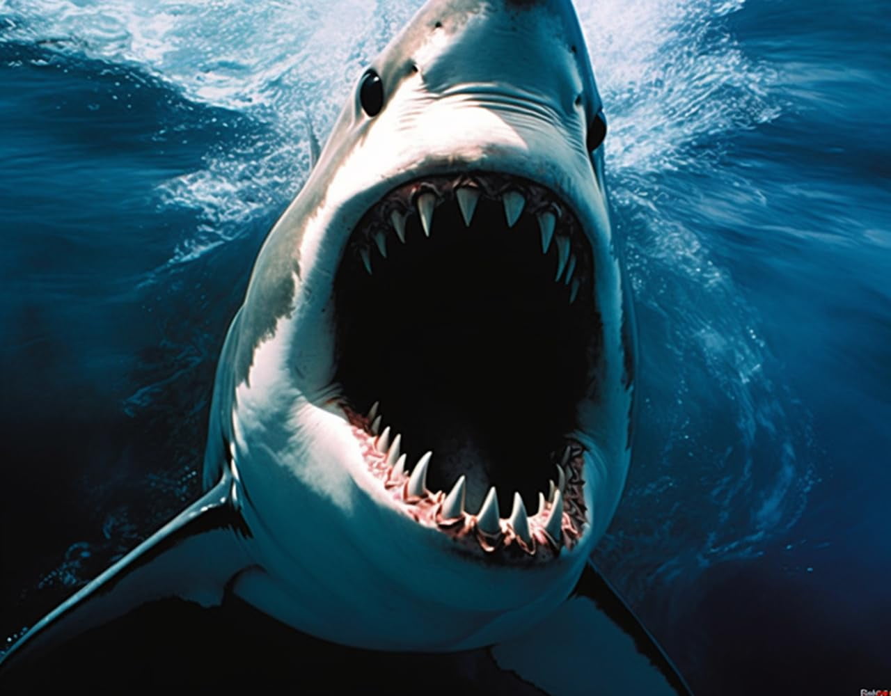 F-CANLAN Round Full Drill Diamond Painting Set, 5D White Shark Paint ...